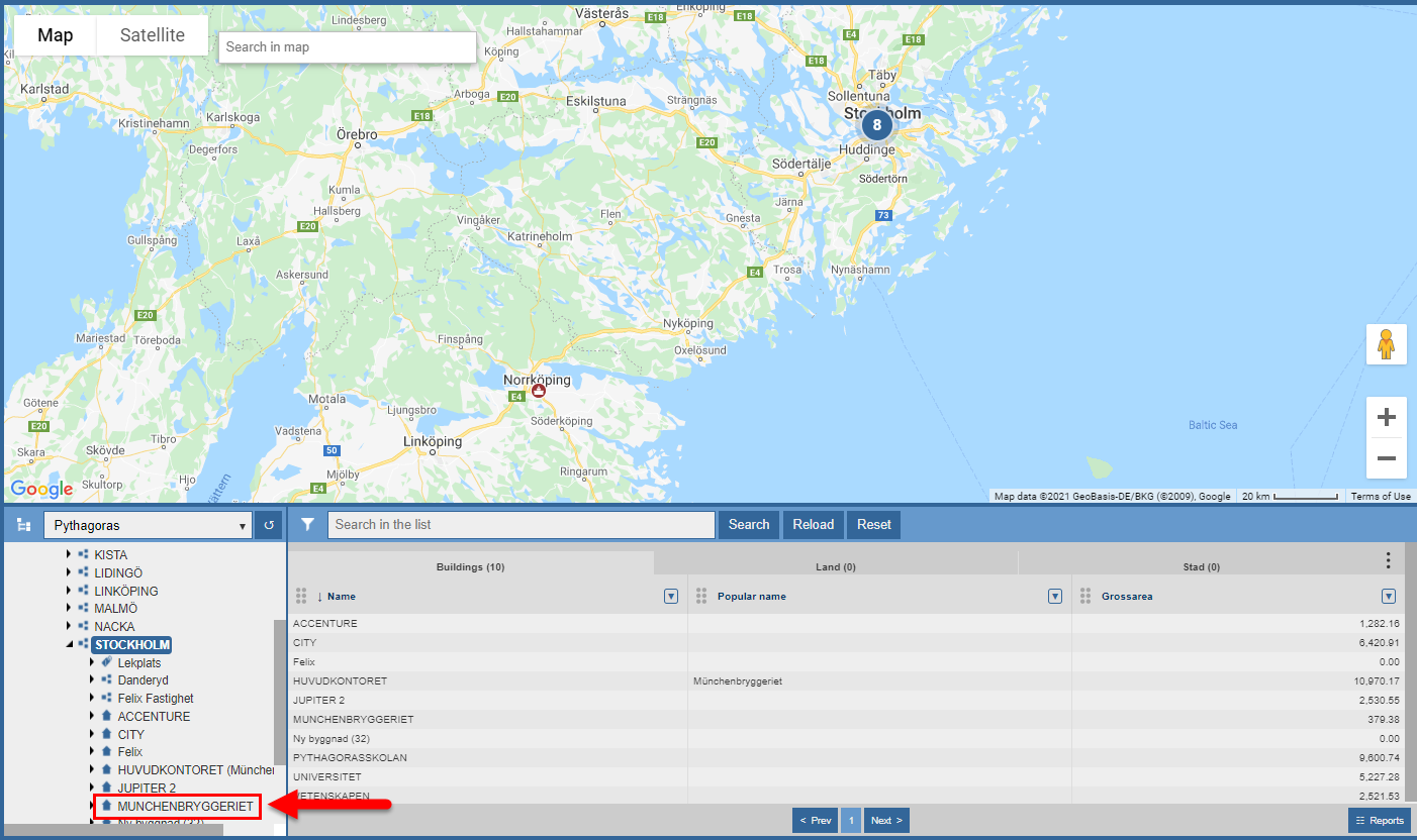 5.2. Open a building using the navigation tree
